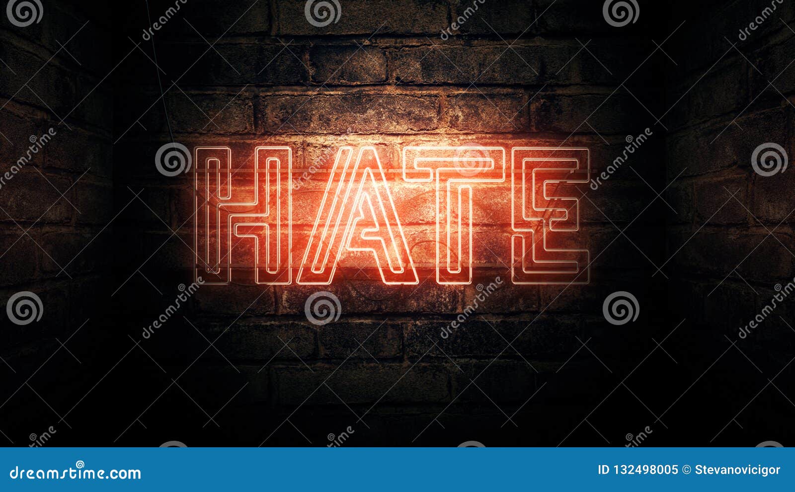 Hate Neon Sign stock illustration. Illustration of wall - 132498005