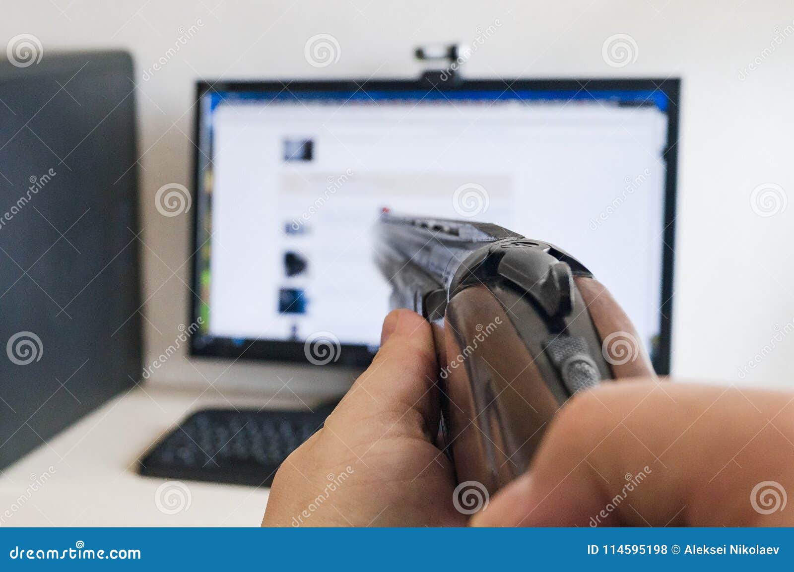 Hatred Of The Computer And Modern Technologies And Loading A Hunting Or ...