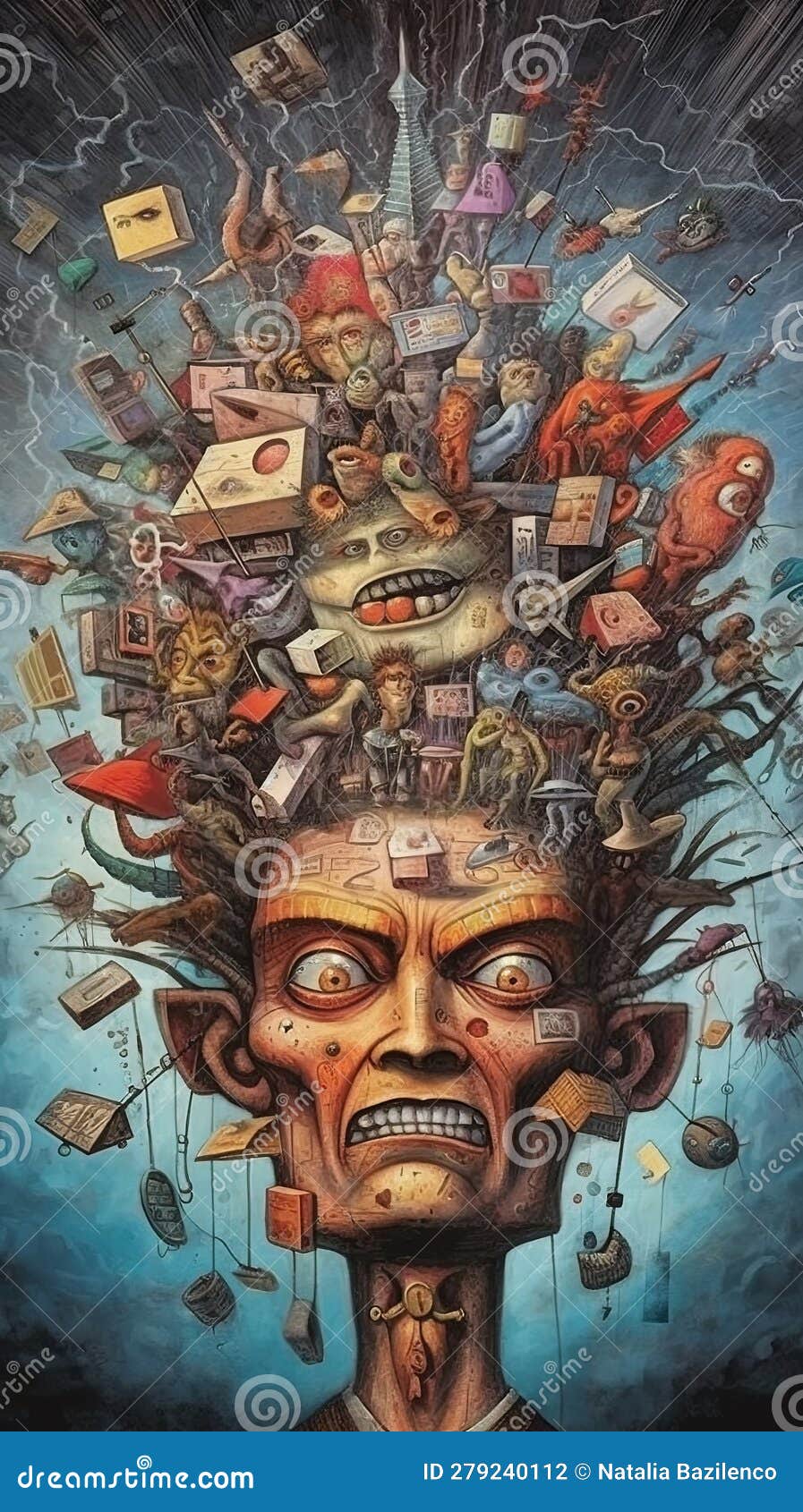 Hatred. the Man Shows Hatred for the Whole World Stock Illustration ...