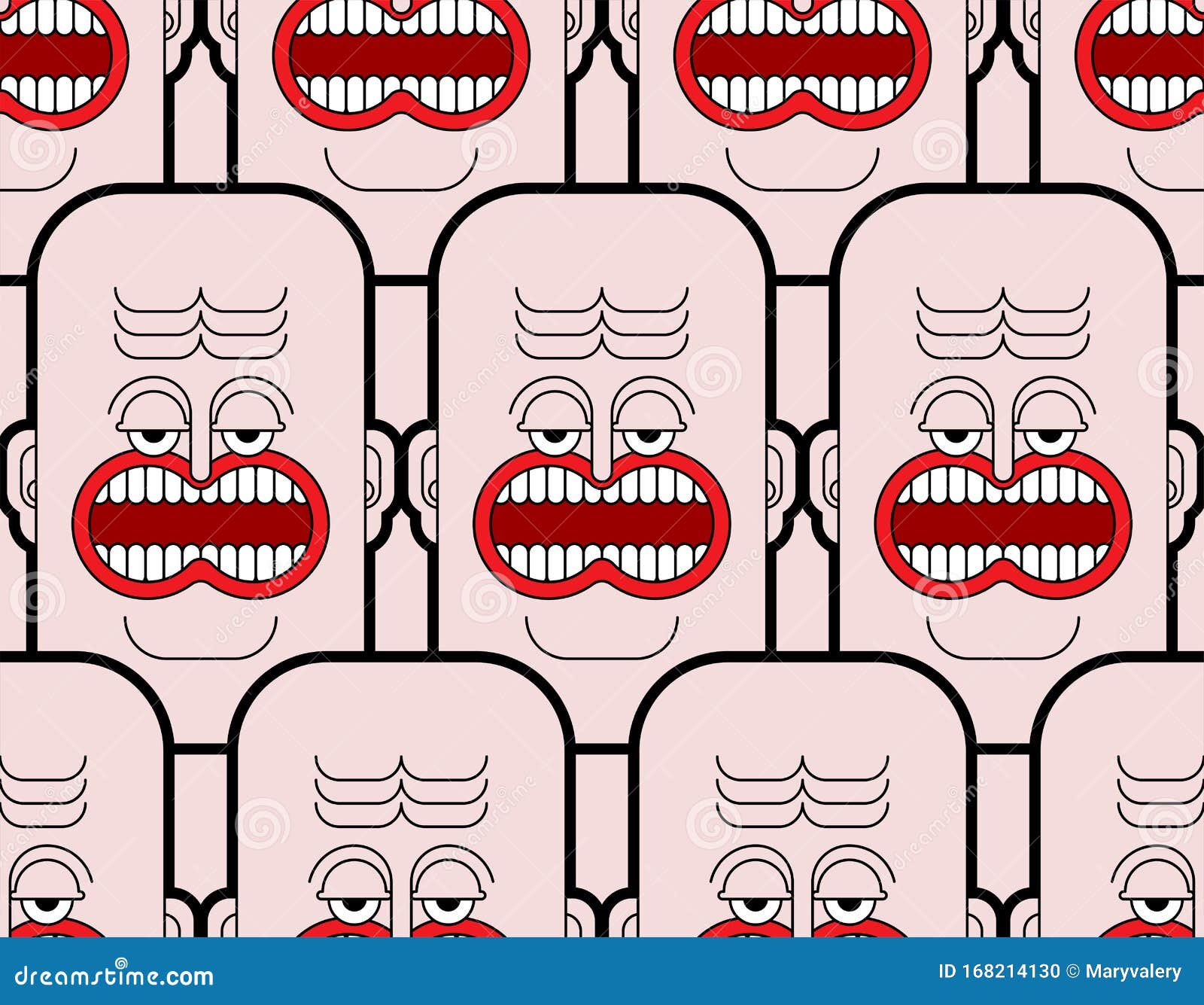 Hatred Texture. Angry Face Pattern Seamless. Grumpy Head Man Background ...