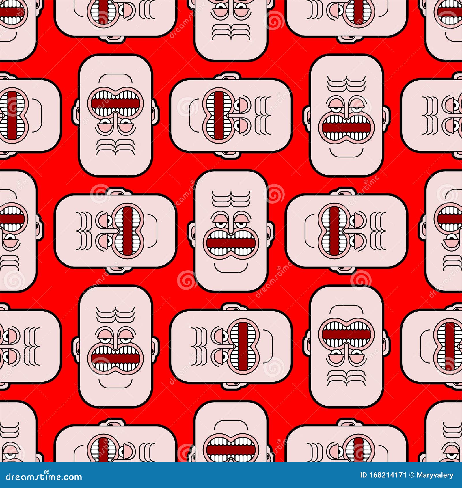 Hatred Texture. Angry Face Pattern Seamless. Grumpy Head Man Background ...