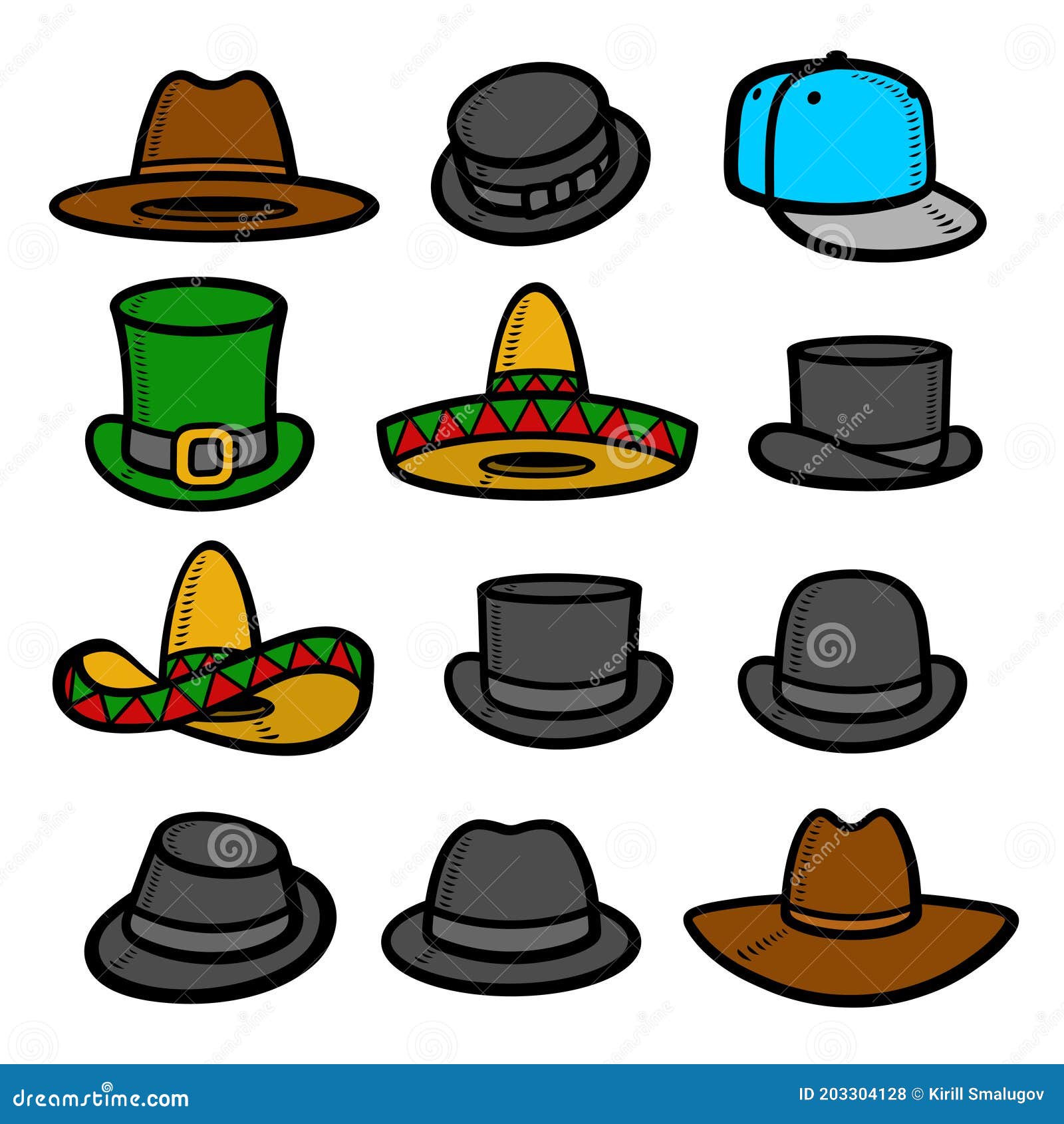 Hats Collection, Vector Sketch Illustration. | CartoonDealer.com #130681619