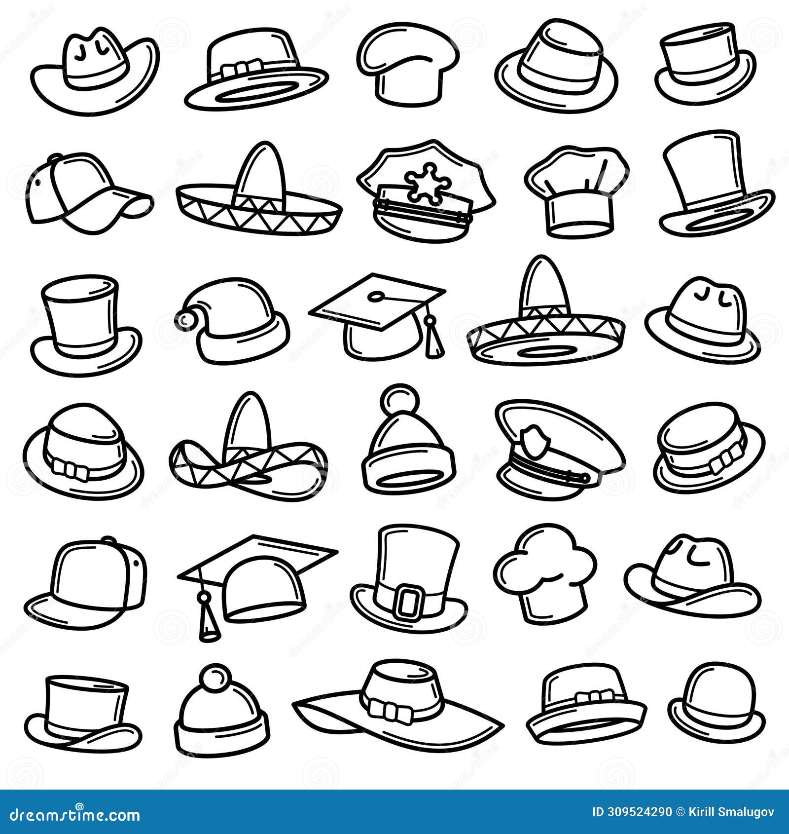 Hats Collection Set. Collection Icon Hat Stock Illustration ...