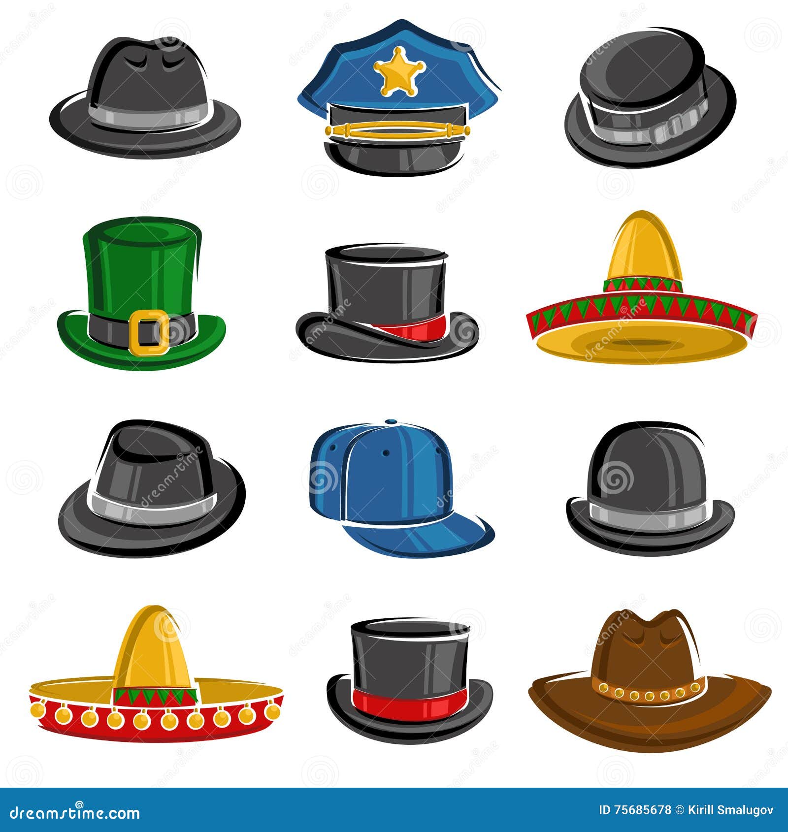 Hats Collection Set. Vector Stock Vector - Illustration of icon ...