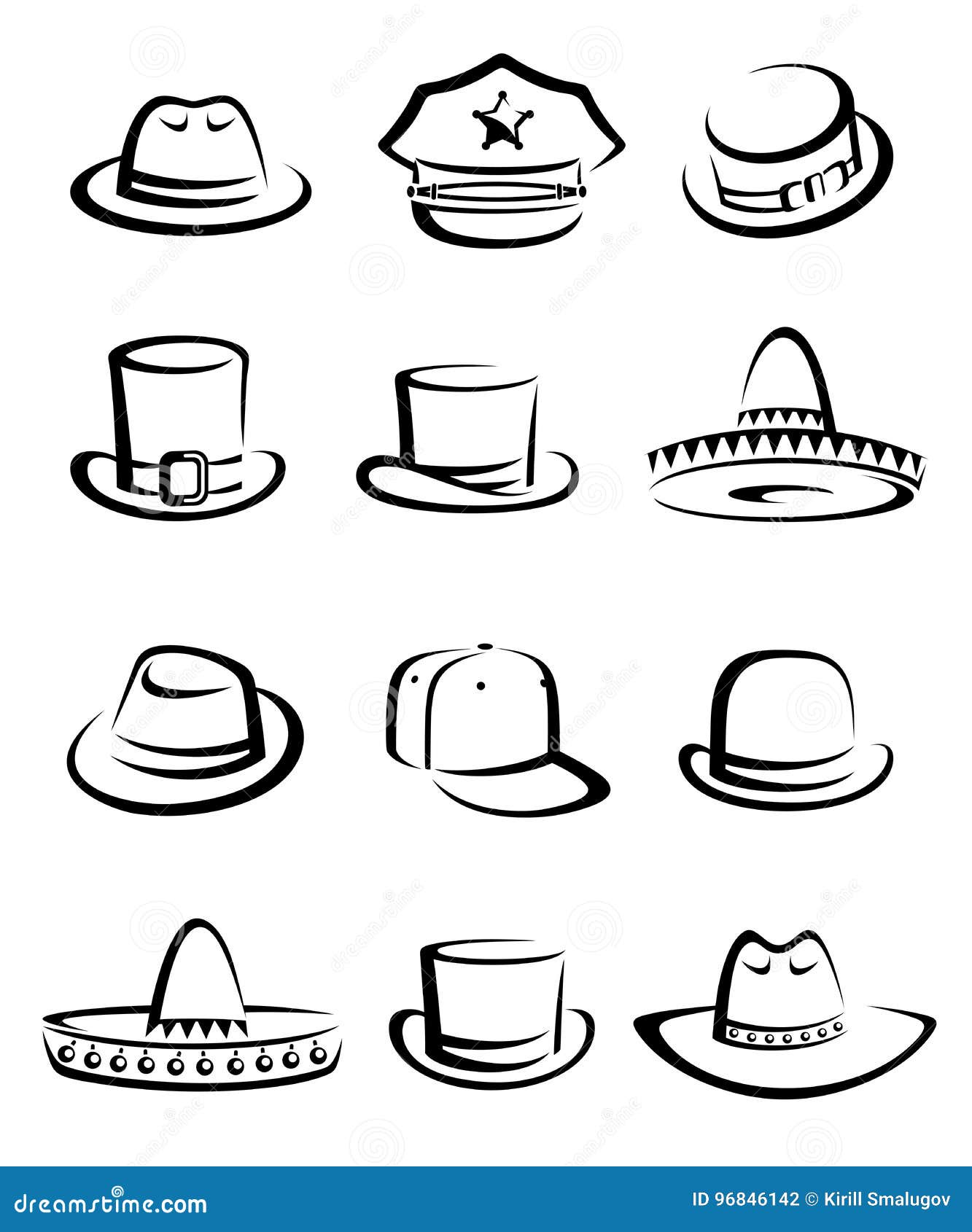 Hats Collection, Vector Sketch Illustration. | CartoonDealer.com #130681619