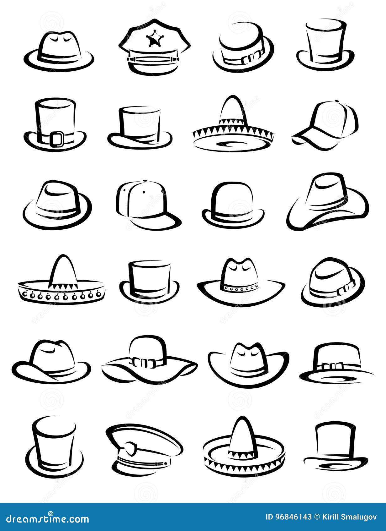 Hats Collection Set. Vector Stock Vector - Illustration of text ...