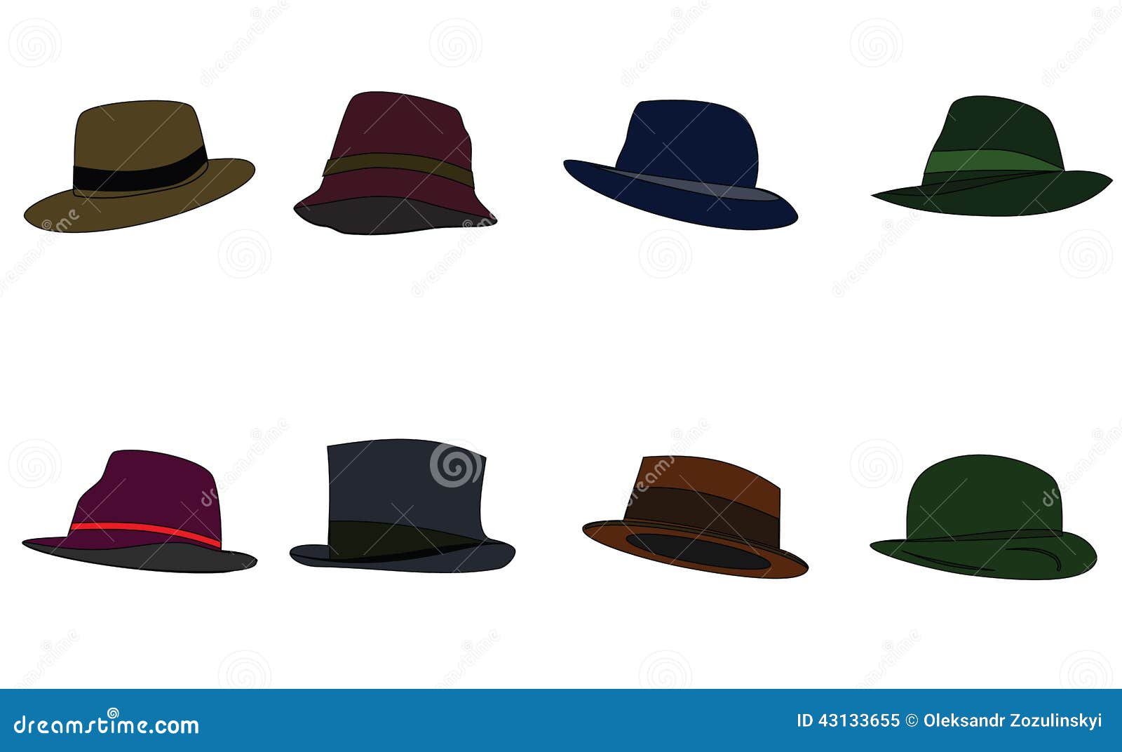 Hats of Different Colors. Raster Stock Illustration - Illustration of ...