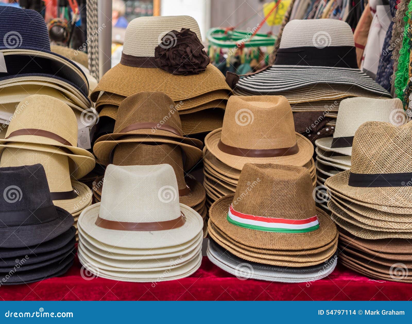 Hats on Display on Market Stall Stock Photo - Image of varieties ...