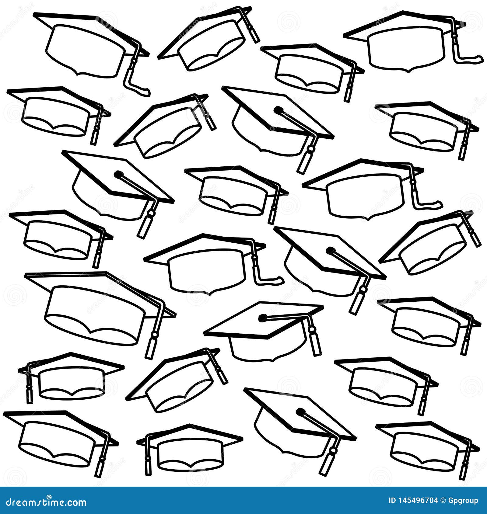 Hats Graduation Pattern Background Stock Vector - Illustration of ...