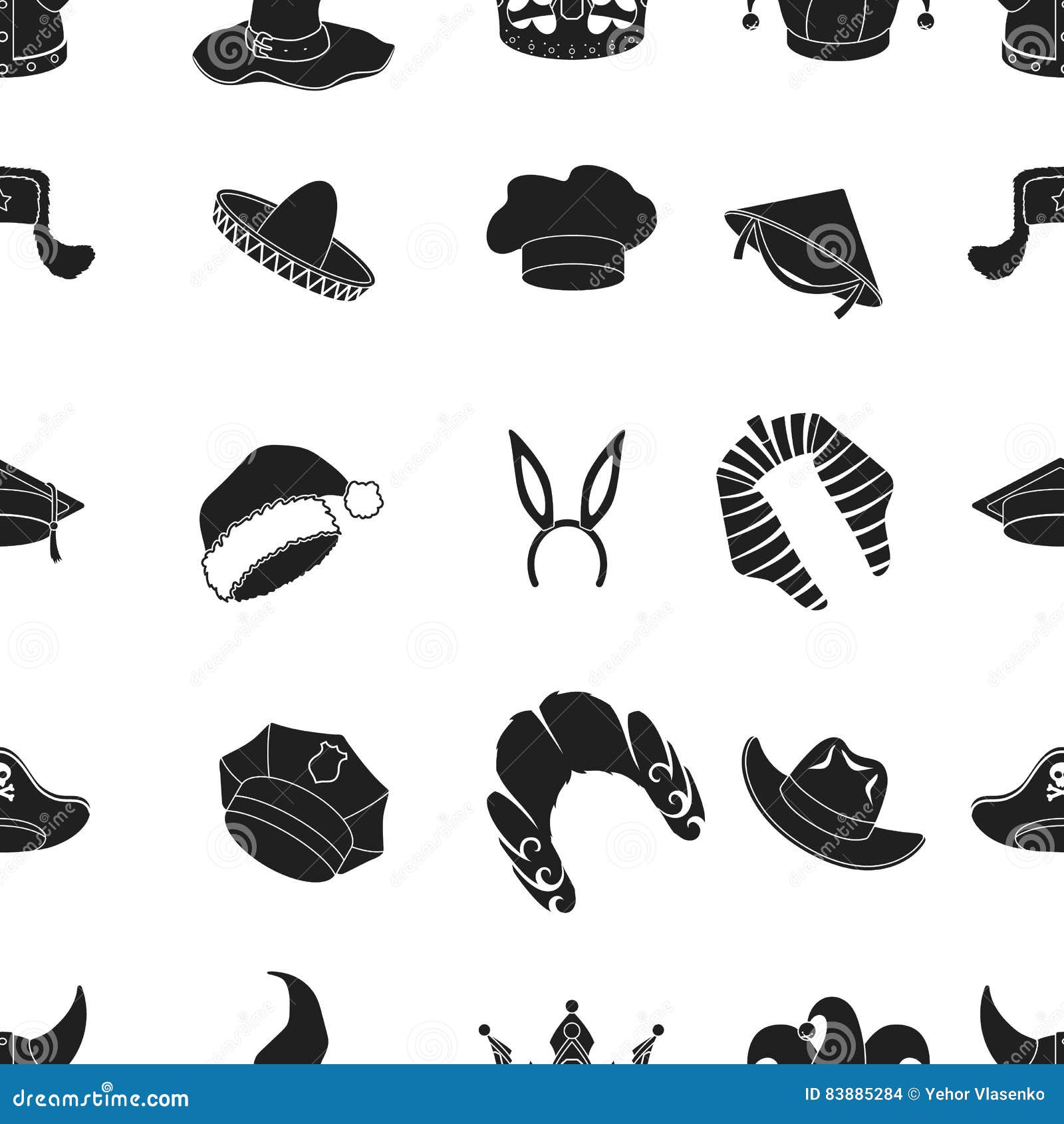 Hats Pattern Icons in Black Style. Big Collection of Hats Vector Symbol ... Hats Pattern Icons in Black Style. Big Collection of Hats Vector Symbol ...