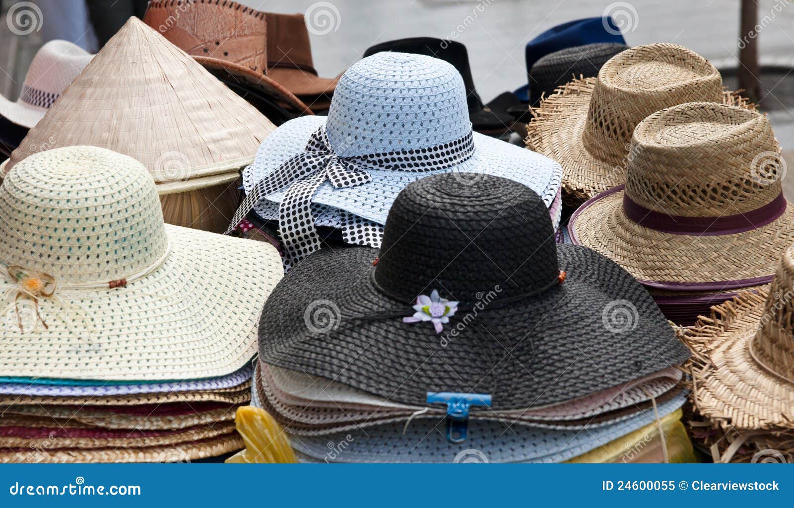 Hats for sale in market stock image. Image of hats, stack - 24600055
