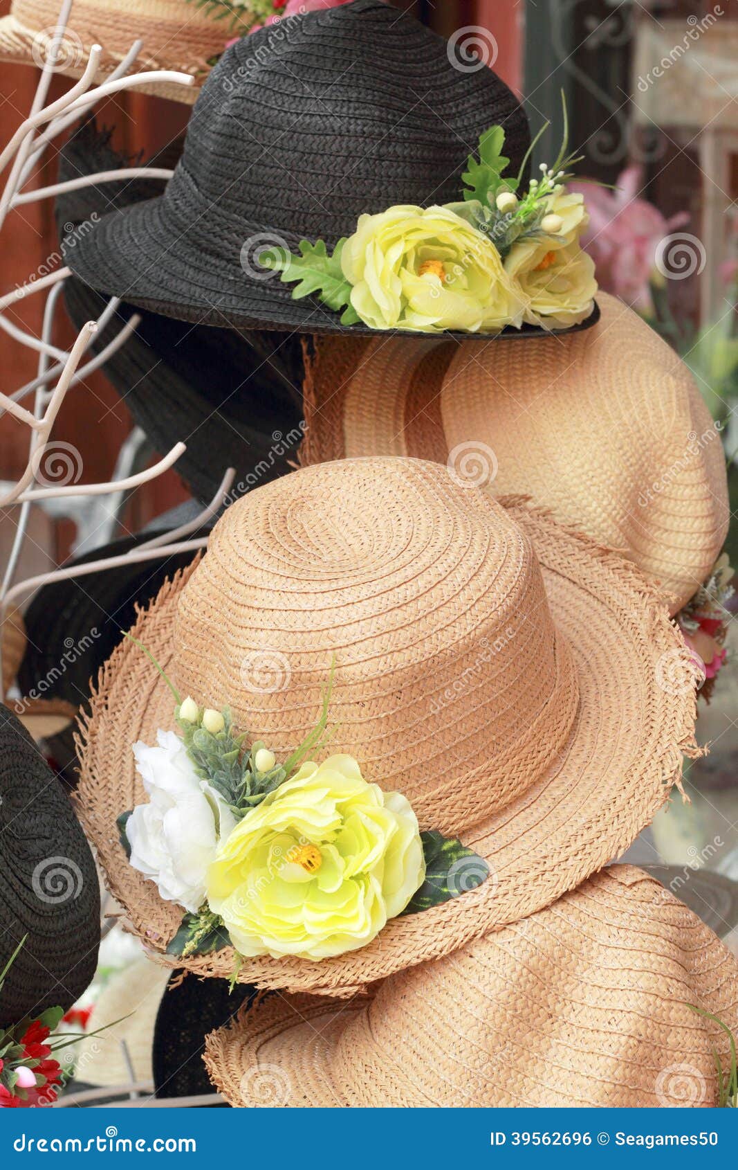 Hats for Sale at the Market Stock Photo - Image of head, black: 39562696
