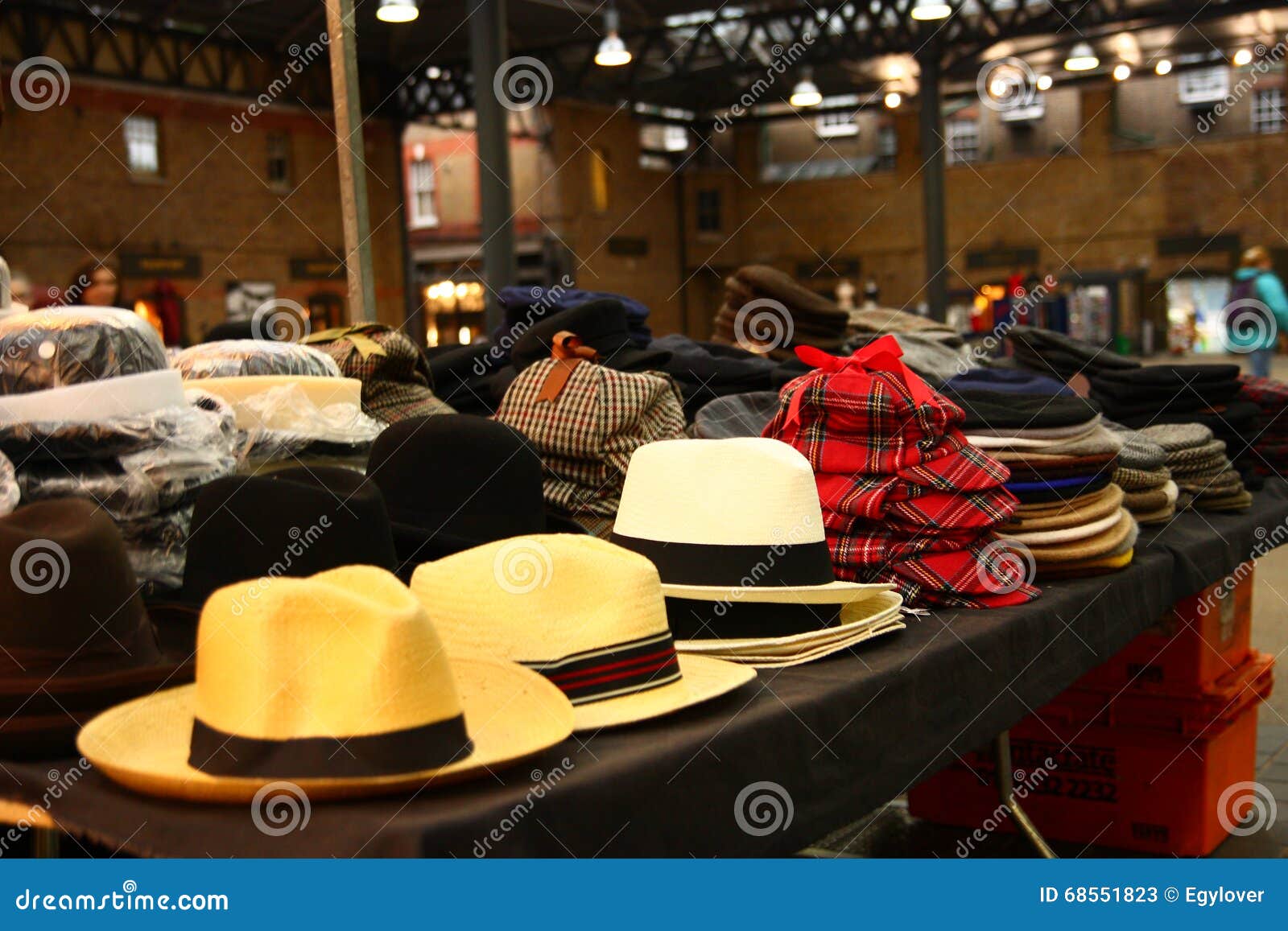Hats for Sale on a Market Stall Stock Image - Image of outdoors ...