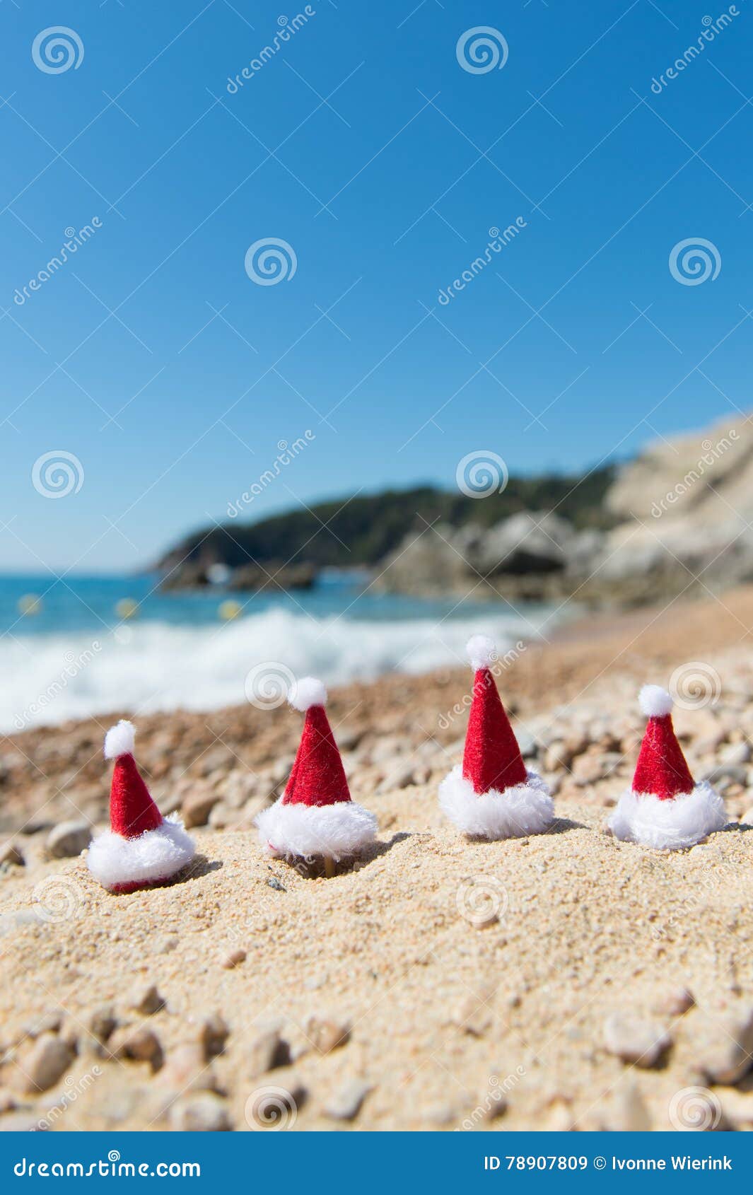 Hats of Santa Claus at the Beach Stock Image - Image of sand, humor ...