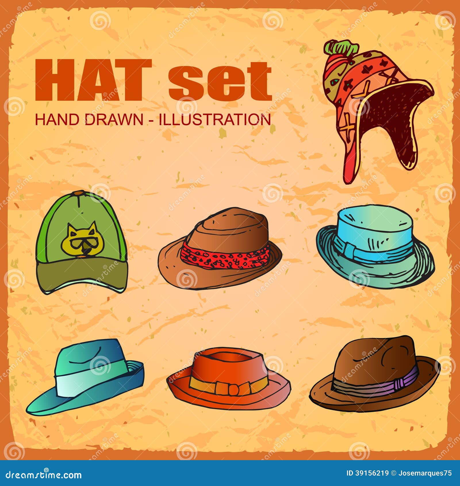 Hats Set stock vector. Illustration of icon, drawing - 39156219
