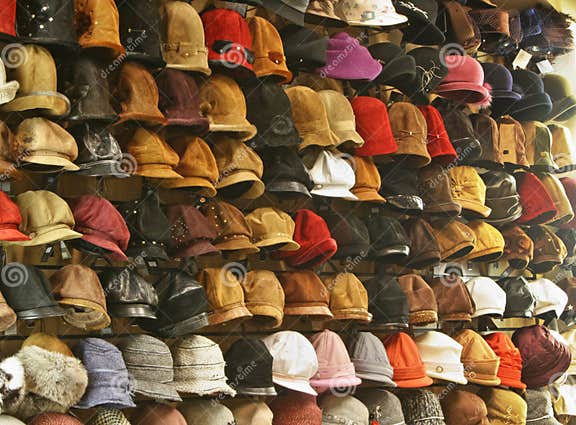 Hats in shop stock image. Image of fashion, accessory - 1330263