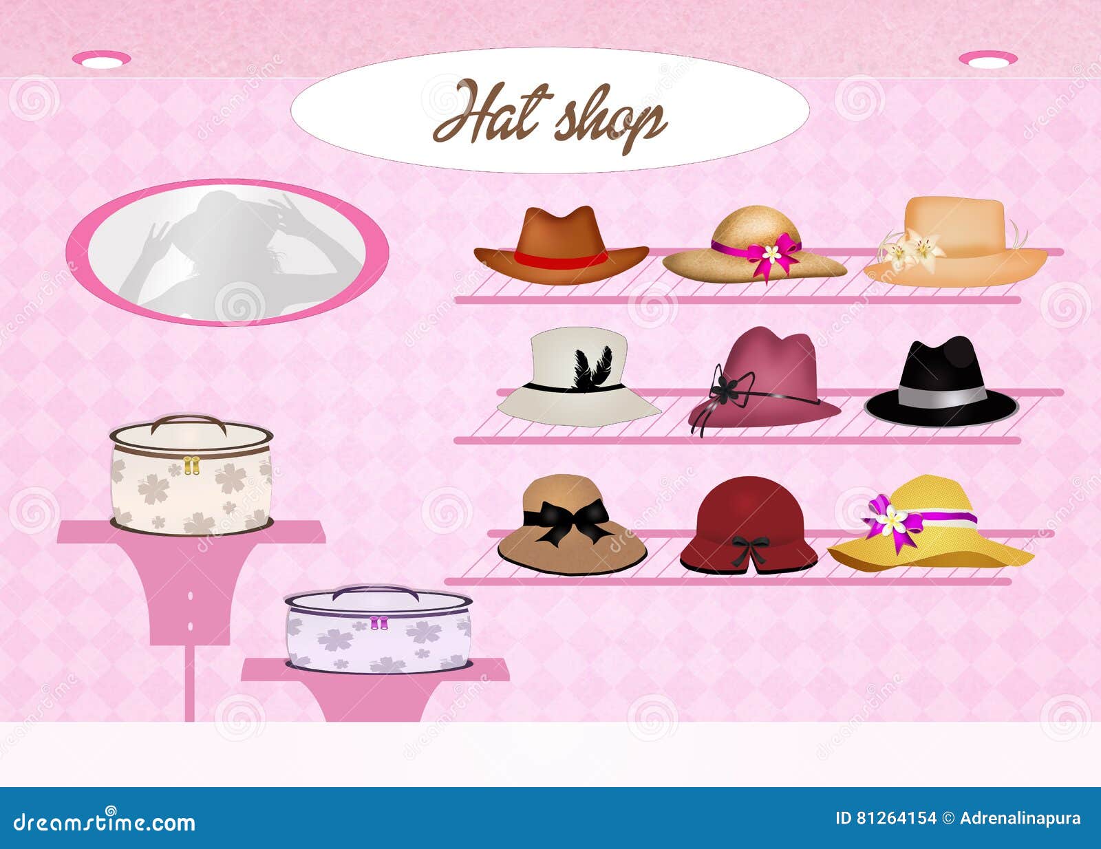 Hats shop stock illustration. Illustration of mode, elegance - 81264154