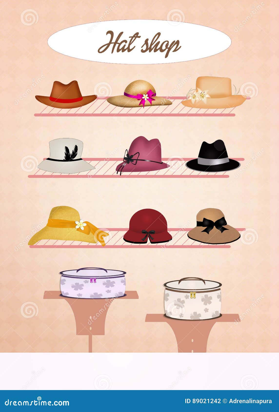 Hats shop stock illustration. Illustration of elegance - 89021242
