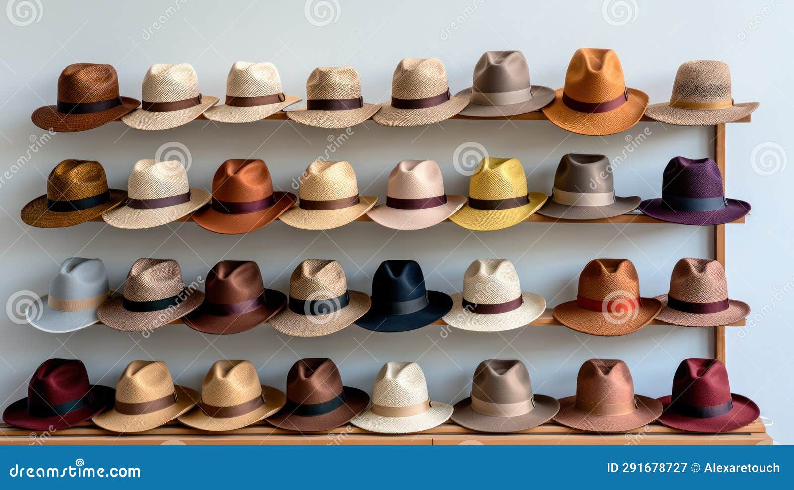 Hats in a Store are Stacked in Rows for Display Stock Image - Image of ...