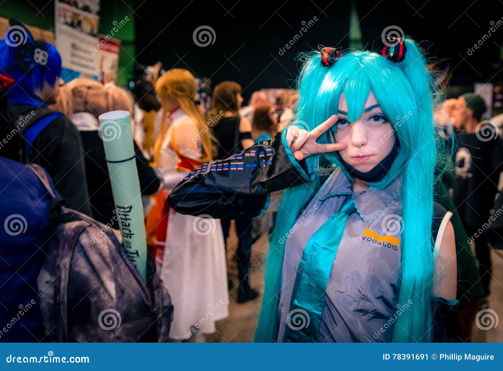 Hatsune Miku Cosplay foto editorial. Imagen de traje - 78391691