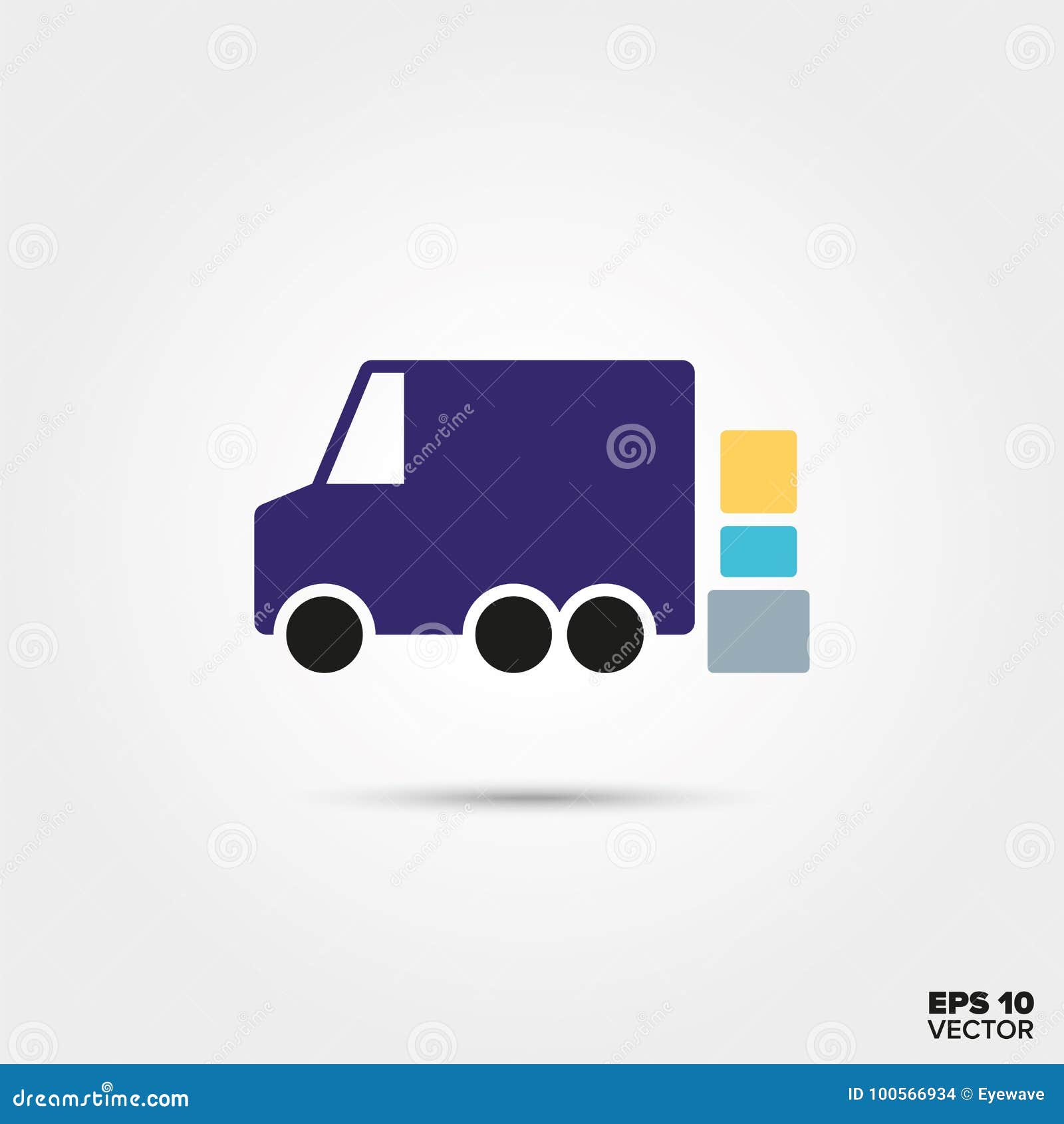 Hauling truck vector icon stock vector. Illustration of parcels - 100566934