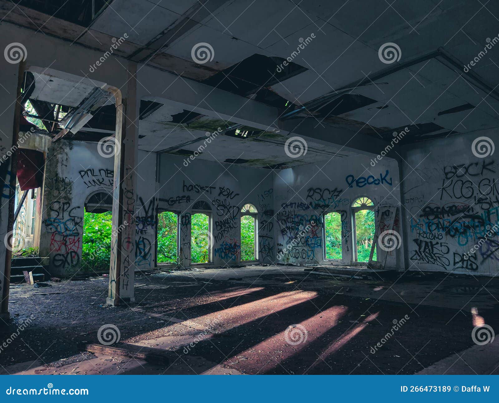 Haunted Abandoned House Graffiti in Kaliurang Stock Image - Image of ...