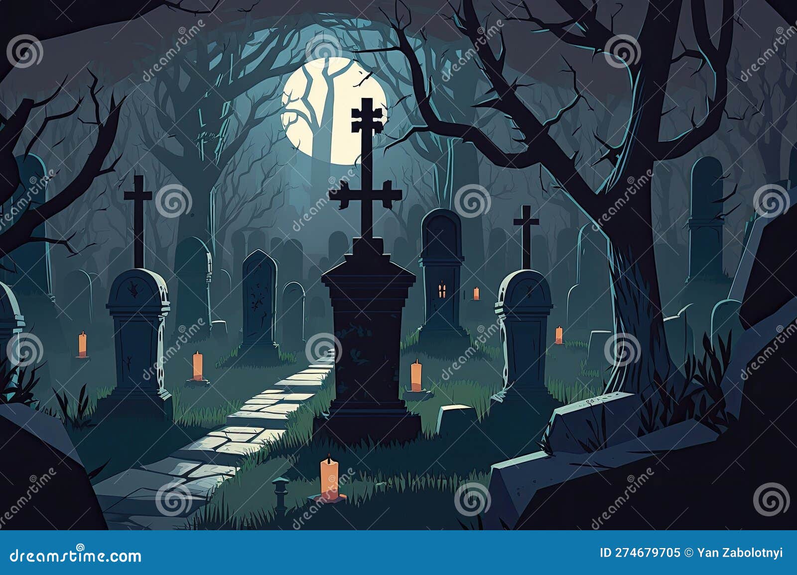 Haunted Cemetery with Eerie Atmosphere. Generative AI Stock ...