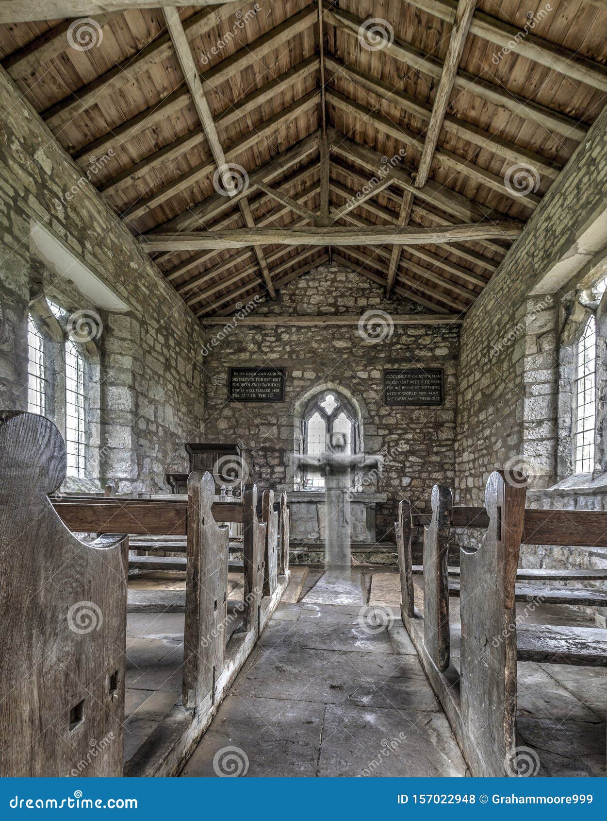 Haunted Chapel and Apparition Stock Photo - Image of strange, spirit ...