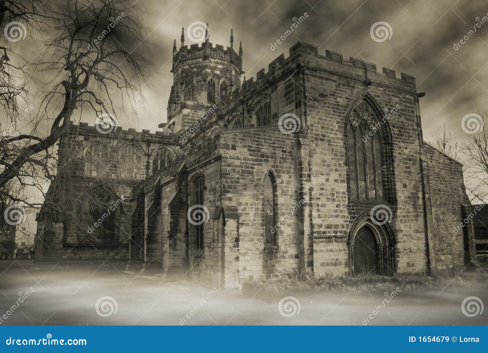 Haunted church stock image. Image of dark, building, grave - 1654679