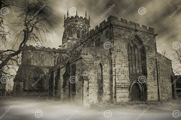 Haunted church stock image. Image of dark, building, grave - 1654679