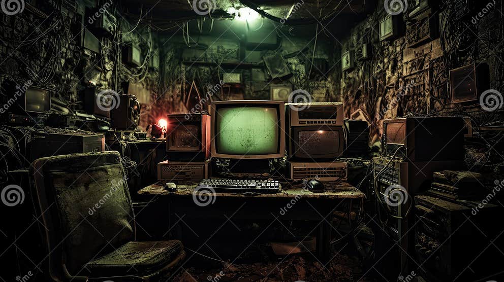 Haunted computer horror stock illustration. Illustration of ghost ...