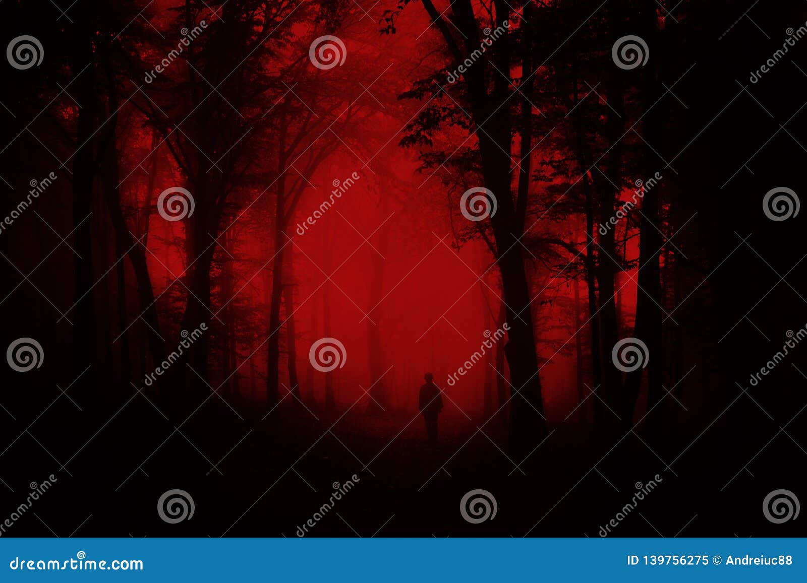 Haunted Forest Night Scene With Ghost Royalty-Free Stock Photo ...