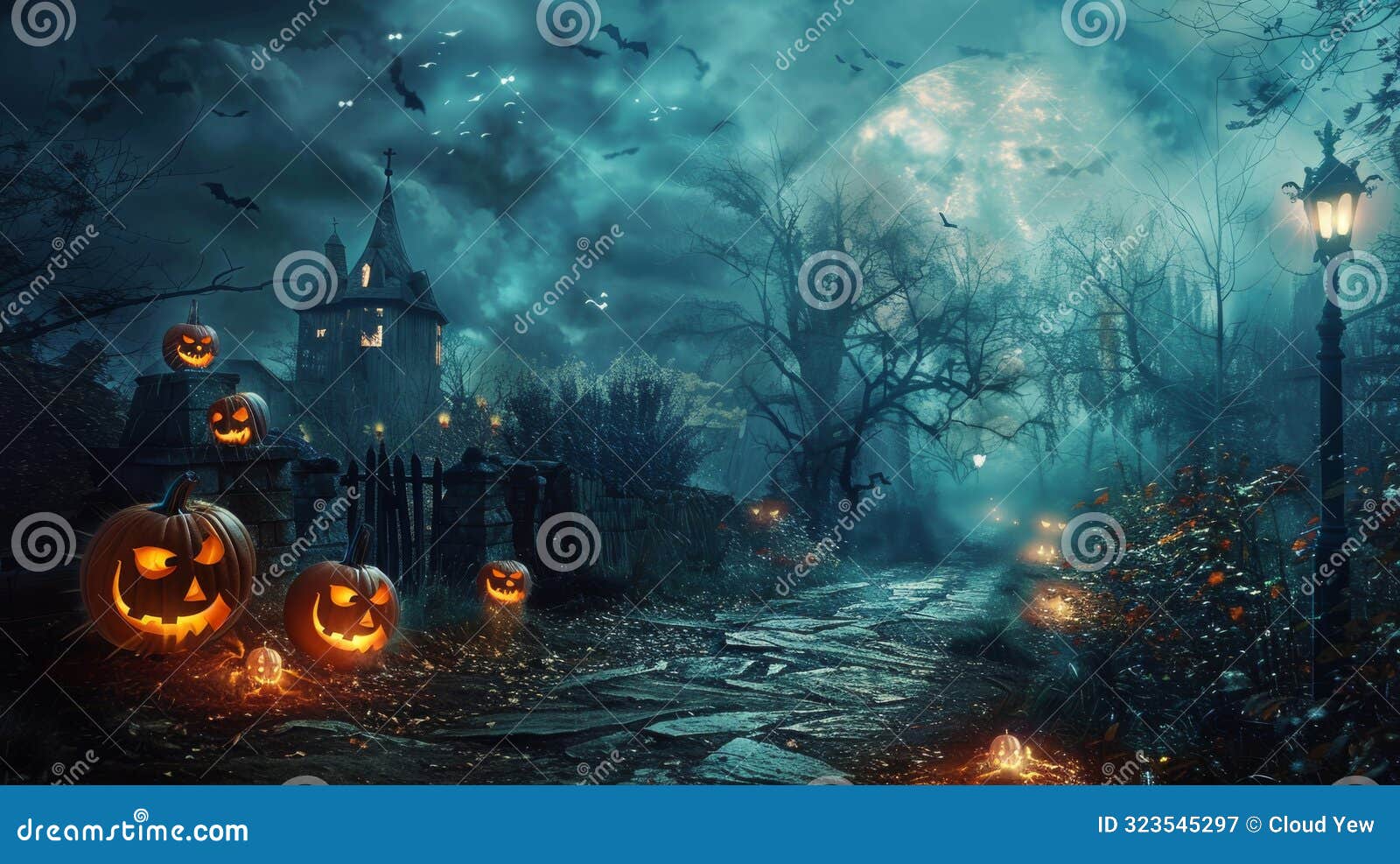Haunted Halloween Pathway Layout Background Stock Illustration ...