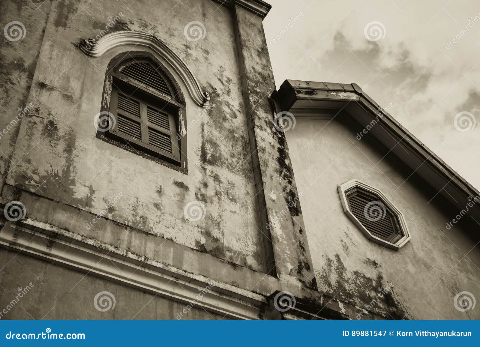 Haunted and Horror Building Windows Retro Aged Gothic Stock Image ...