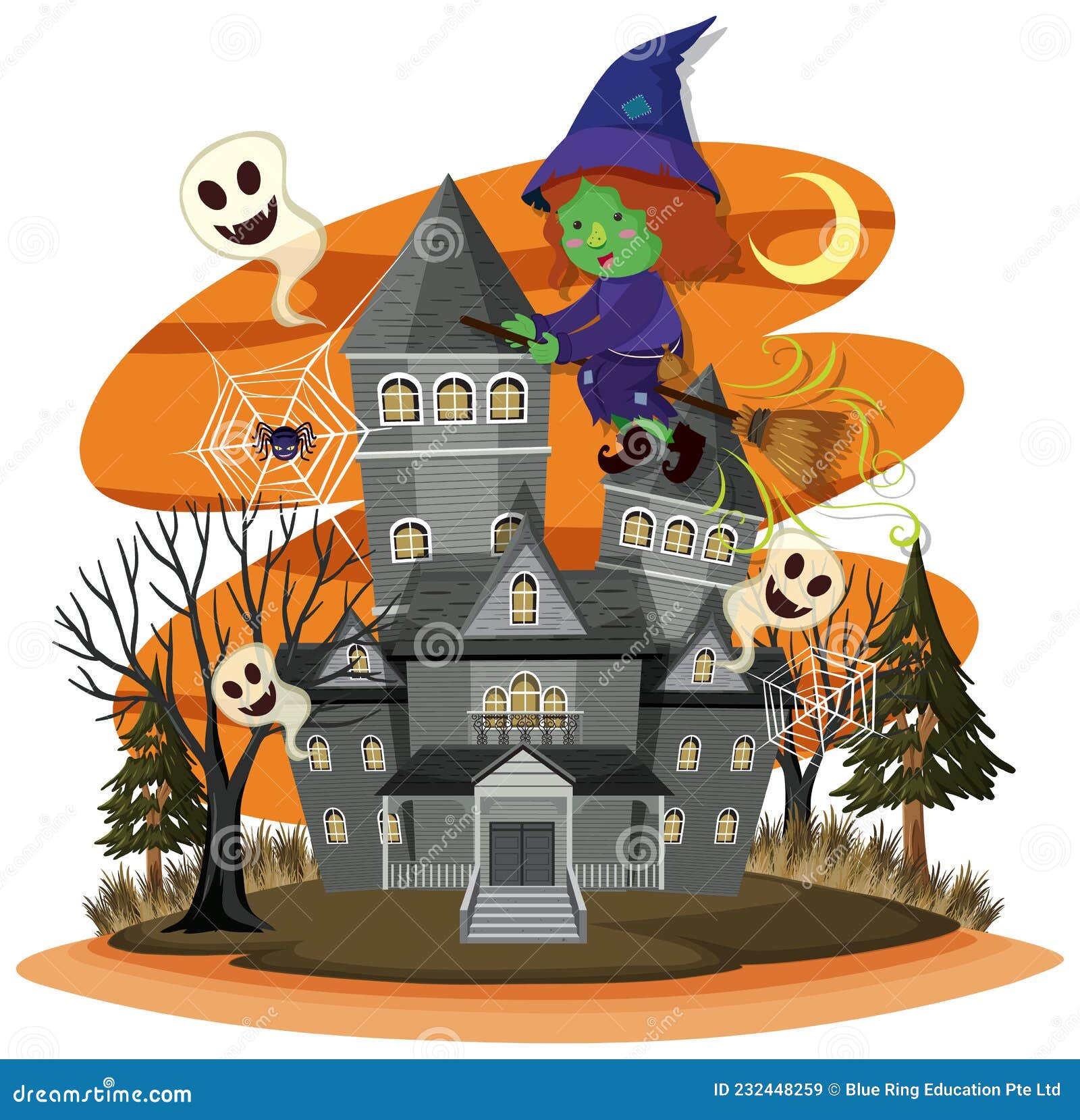 Haunted House in Cartoon Style Stock Vector - Illustration of cartoon ...