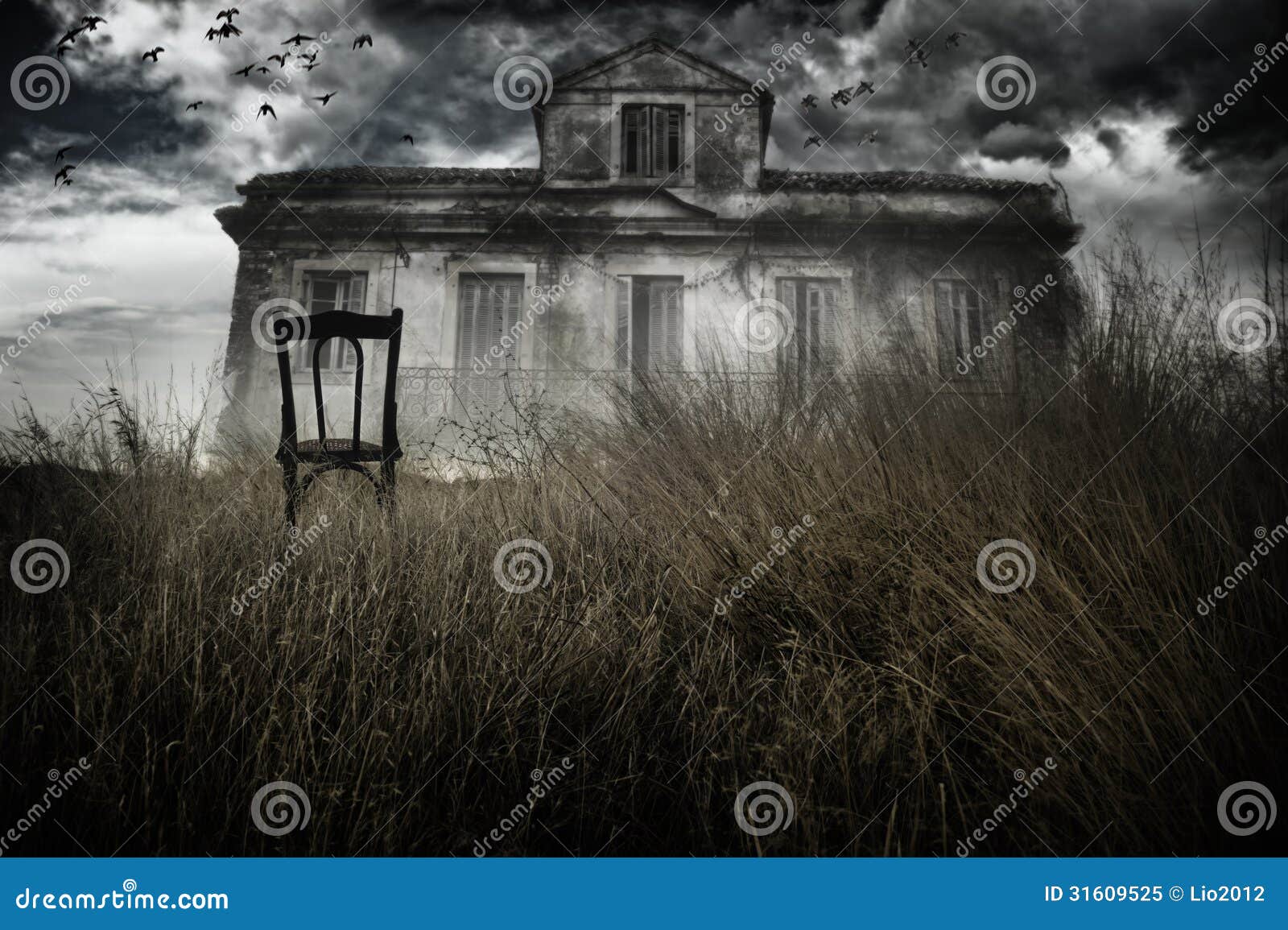 Haunted house and chair stock image. Image of dark, horizontal - 31609525