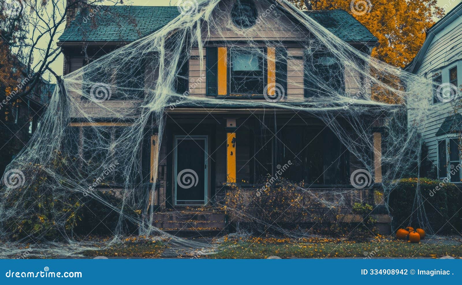 A Haunted House Covered in Cobwebs for Halloween Stock Illustration ...