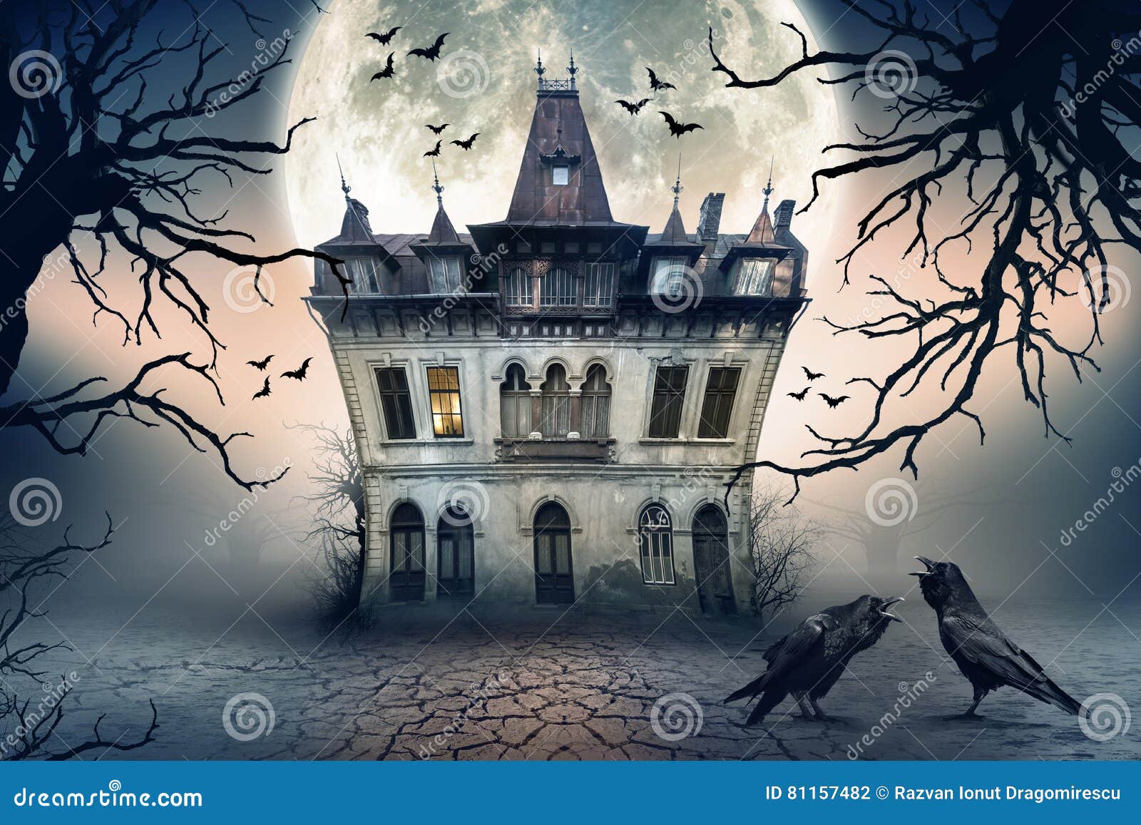 Haunted Horror House. Old Haunted House In The Woods With Evil Spirits ...