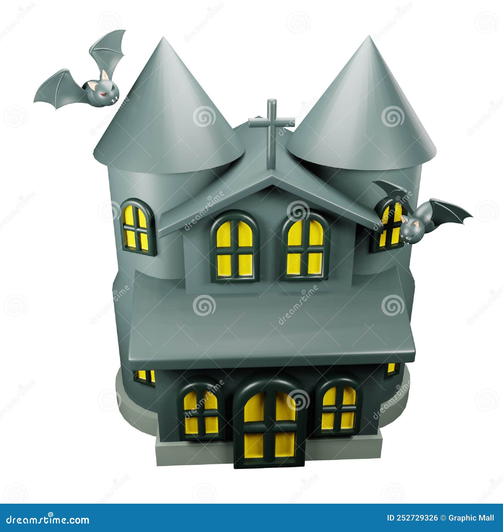 Haunted House 3d Rendering Isometric Icon. Stock Vector - Illustration ...