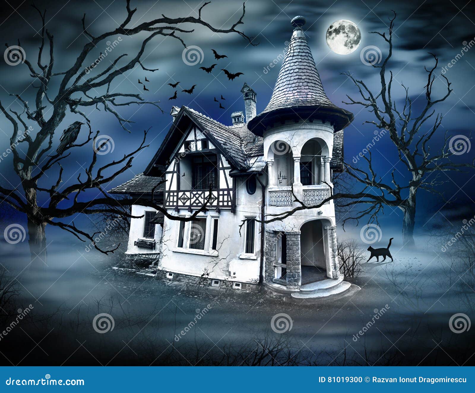 Haunted House with Dark Horrow Atmosphere. Stock Photo - Image of house ...