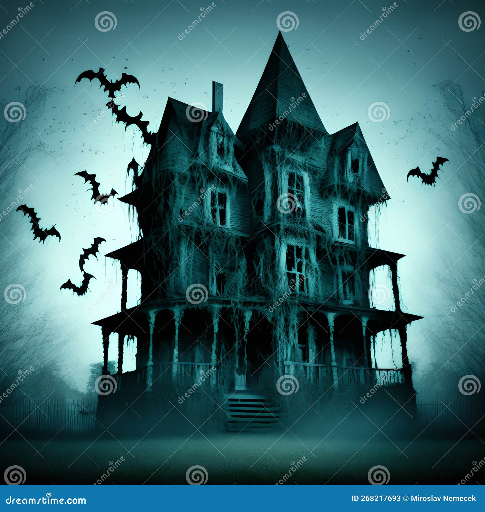 Haunted House, Generative AI Illustration Stock Illustration ...