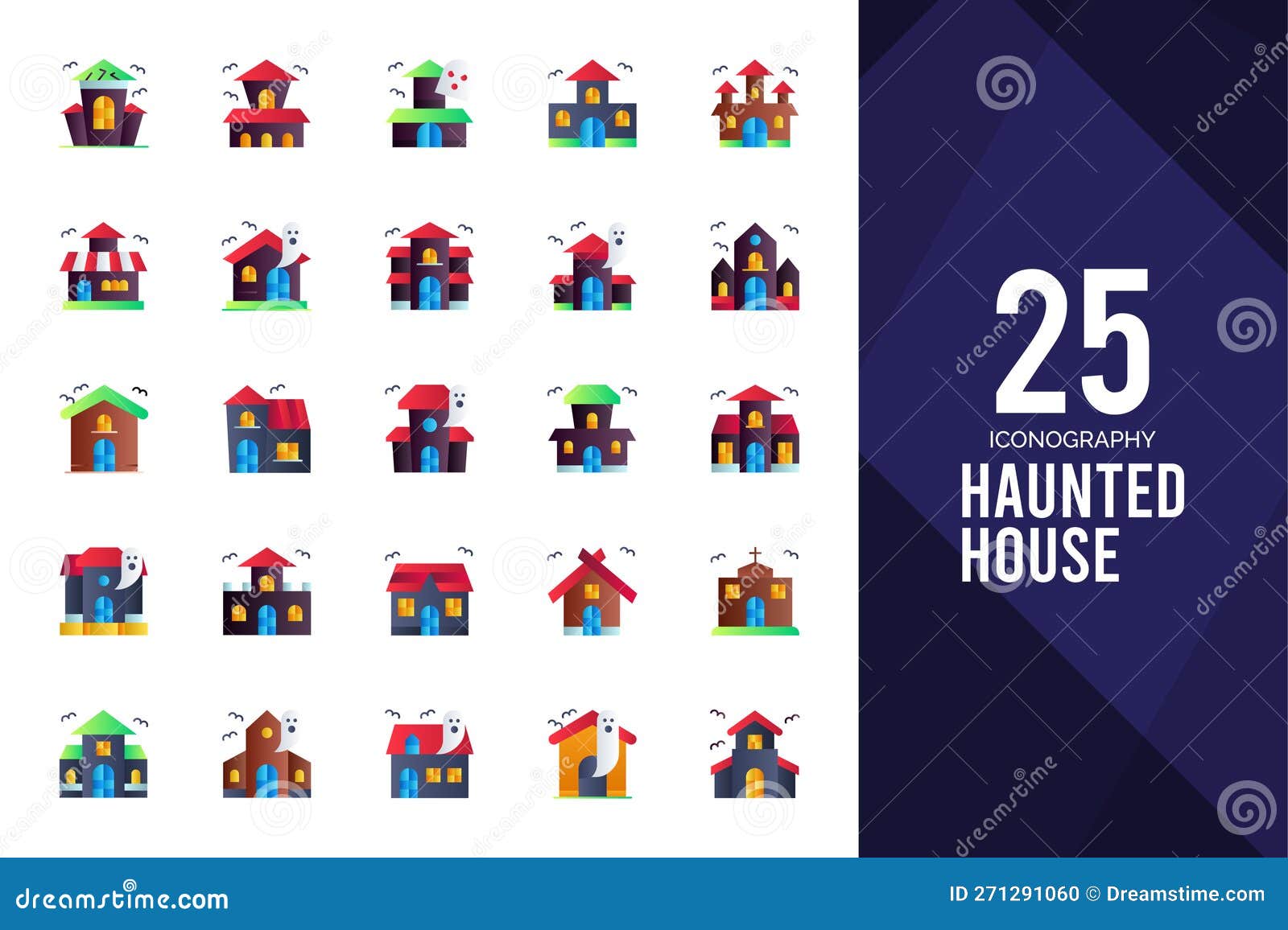 25 Haunted House Flat Icon Pack. Vector Illustration Stock Vector ...