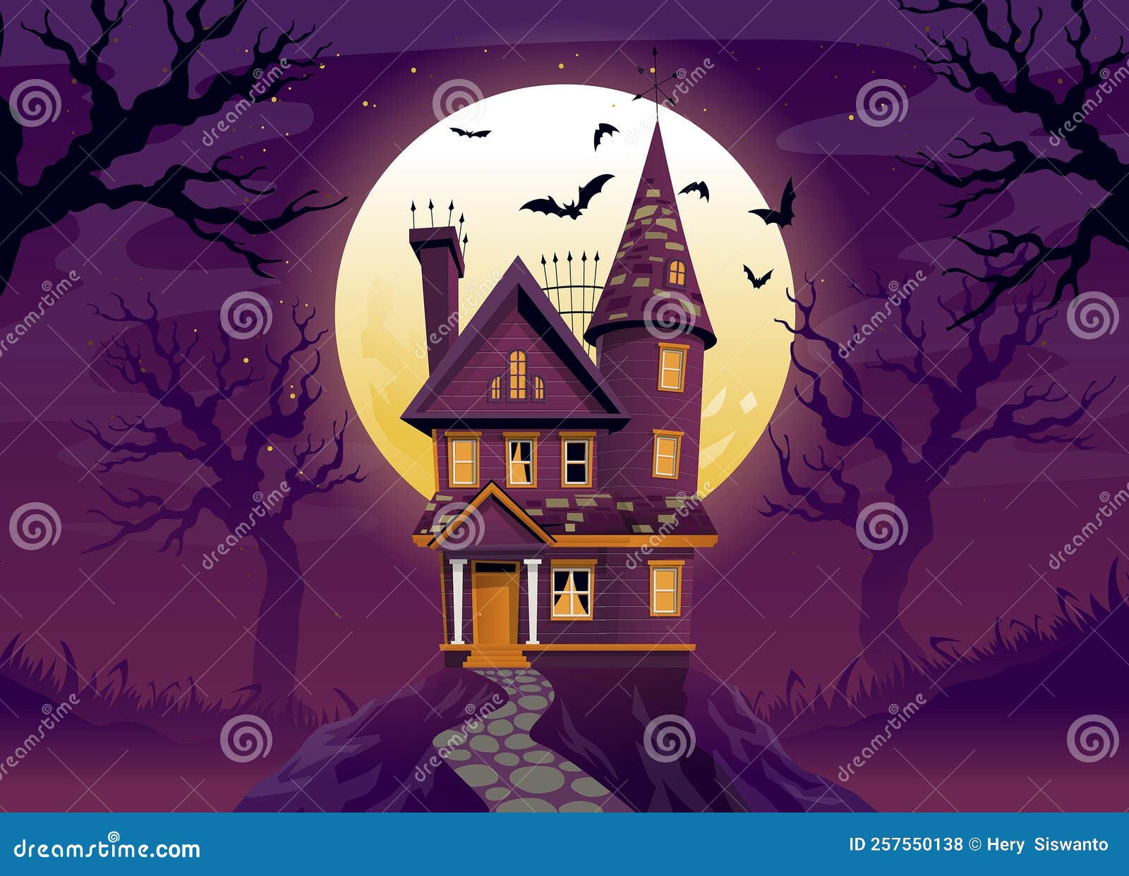 Creepy Cartoon Tree. Black Silhouette. Vector Logo | CartoonDealer.com ...