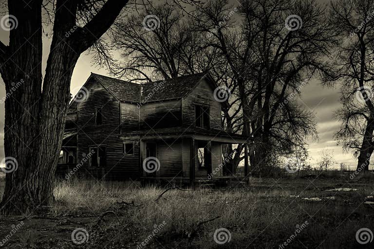Haunted house monochrome stock image. Image of porch, monochrome - 3427155