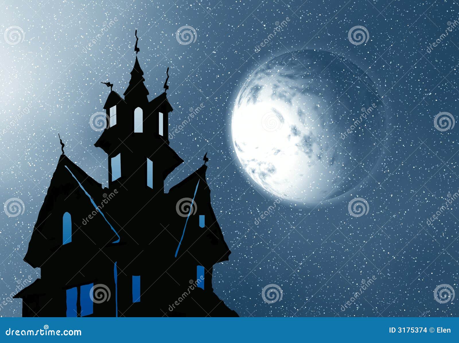 Haunted House at Night stock illustration. Illustration of scary - 3175374