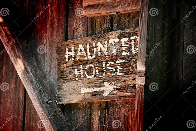 Haunted House Sign stock photo. Image of painted, aged - 8262166