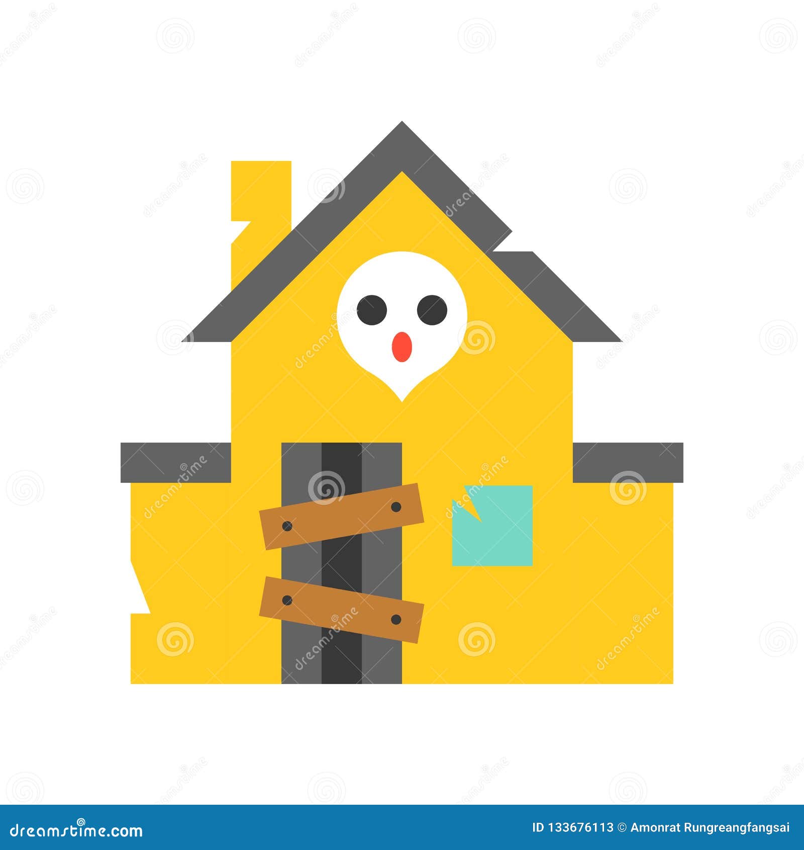 Haunted House Vector Icon, Amusement Park Related Flat Style Stock ...
