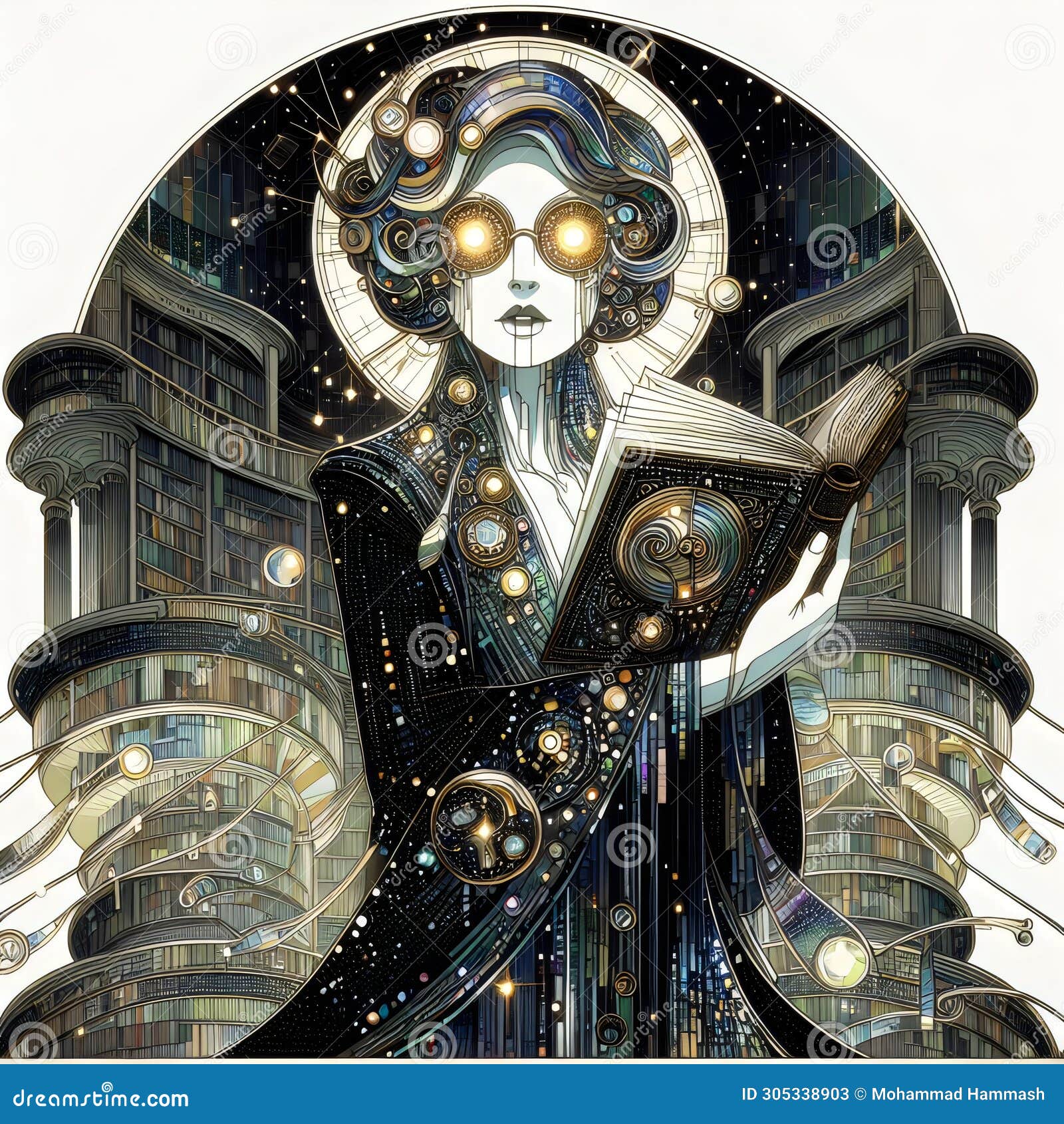 Haunted Library, Featuring A Spectral Librarian With Glowing Eyes ...