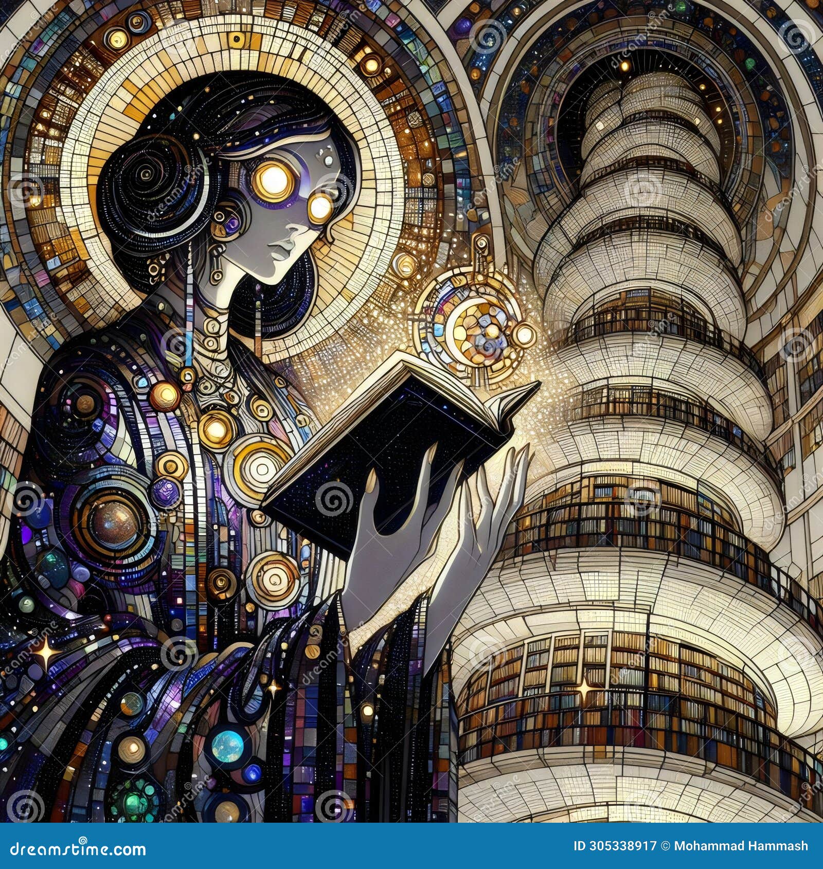 Haunted Library, Featuring A Spectral Librarian With Glowing Eyes ...