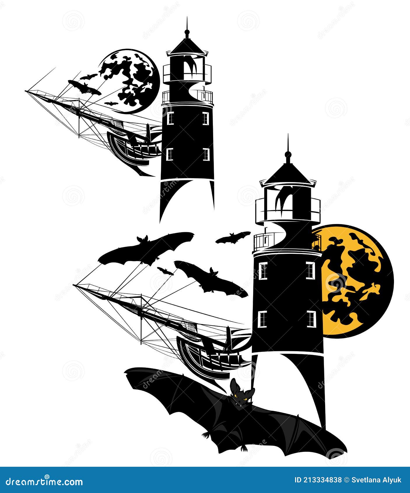 Halloween Haunted Lighthouse, Pirate Ship and Flying Vampire Bats ...